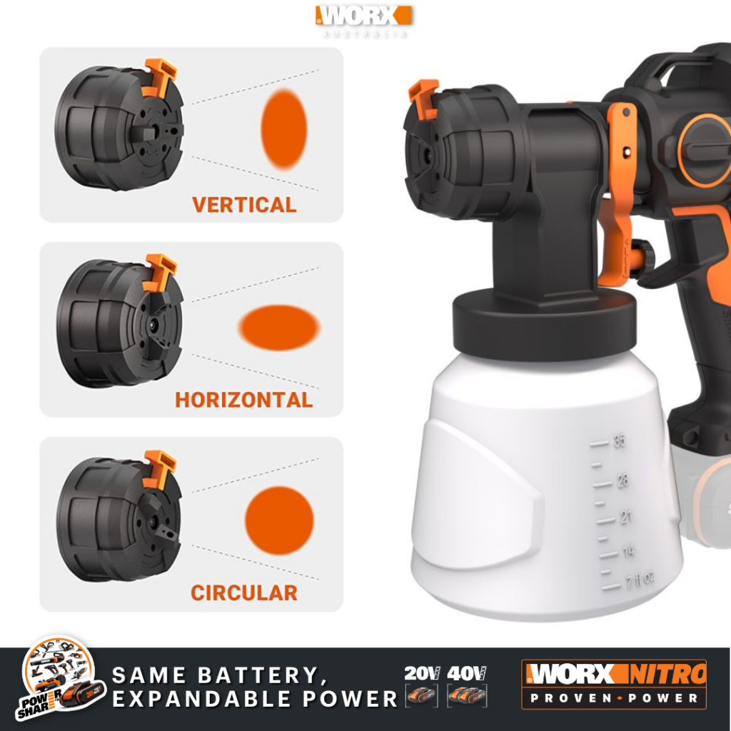 WORX 20V NITRO HVLP Paint Sprayer - Brushless | POWERSHARE Tool Only | WX020.9 - WORX Australia
