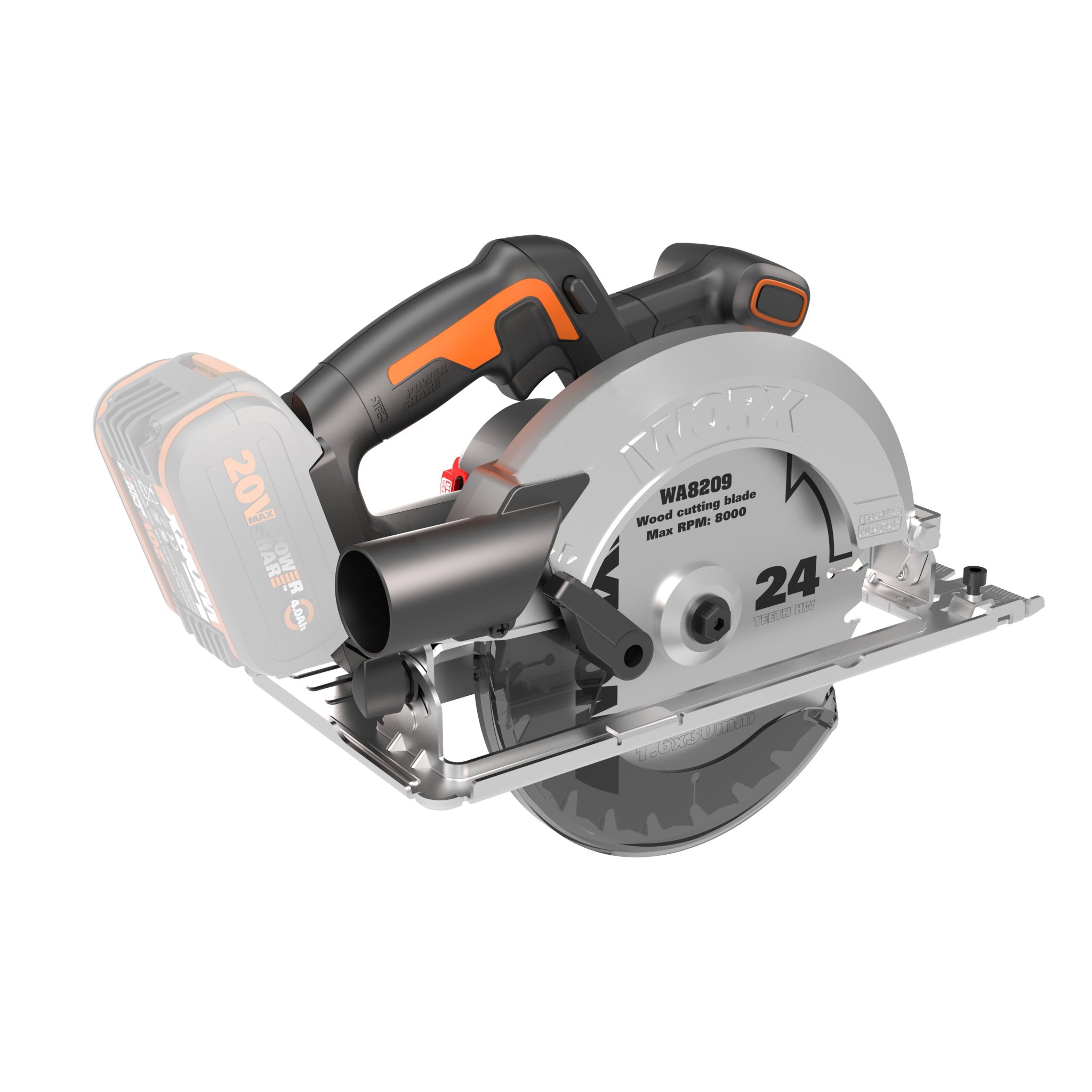 WORX 20V NITRO 184mm-190mm Circular Saw - Brushless | POWERSHARE Tool ...